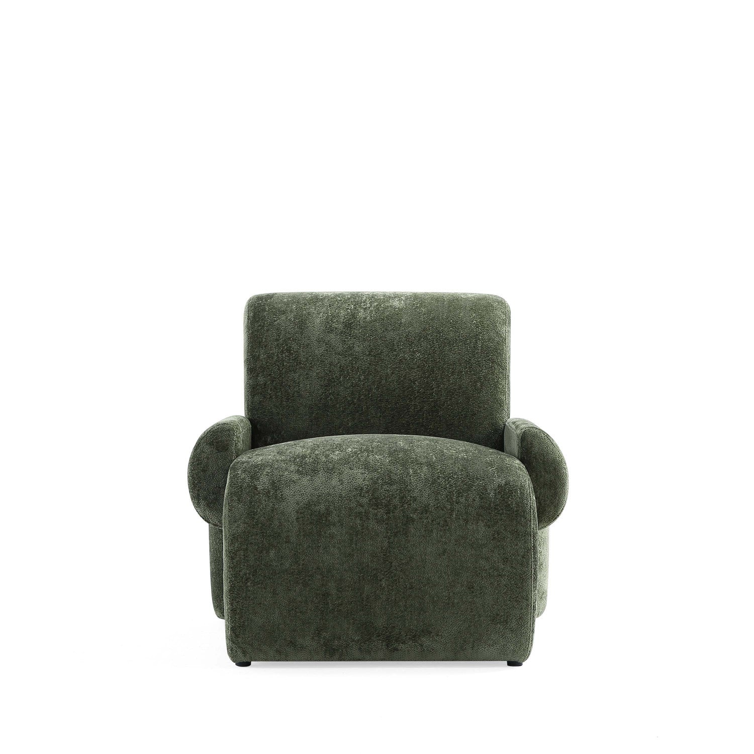 Fauteuil lounge en chenille vert olive Verandah style mid-century m ...