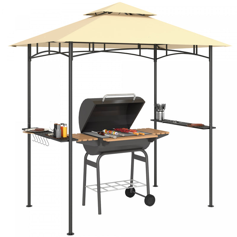 Outsunny Tonnelle De Barbecue A Deux Niveaux, 8' X 5', Beige - Brick