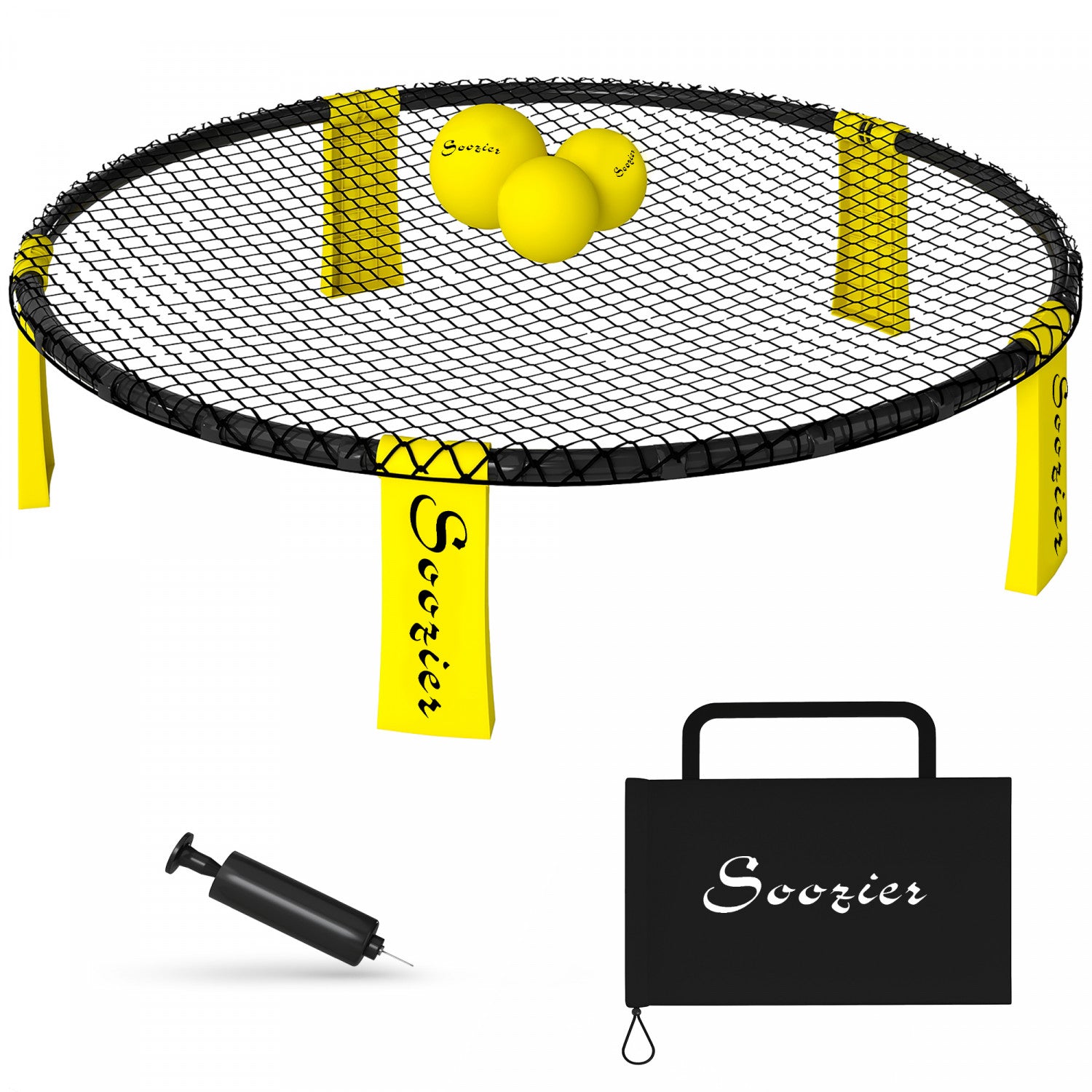 Soozier Jeu de balle a pointes, mini-jeux de plage avec filet rond - Brick