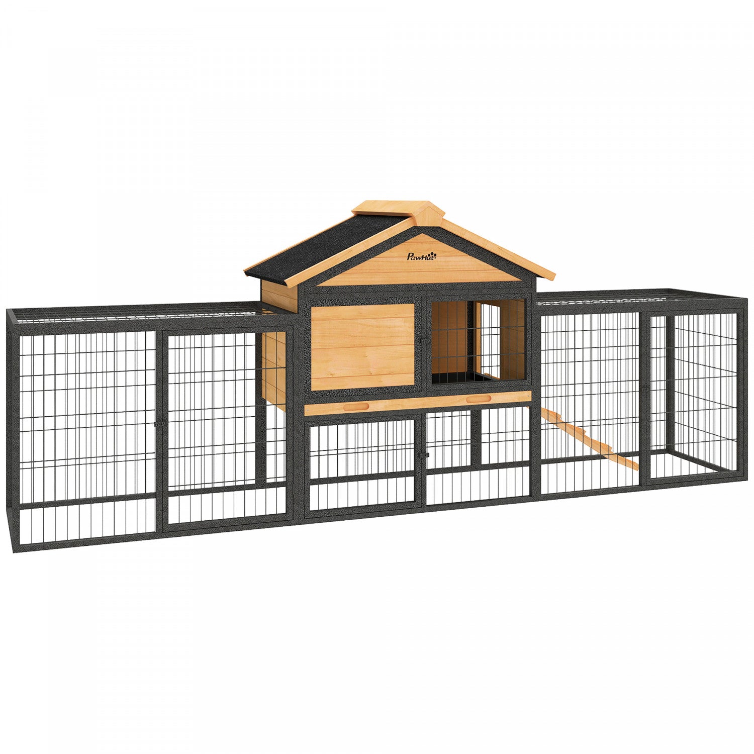 Clapier pour Lapins 217 cm, Grande Cage Exterieure en Bois avec Esp ...