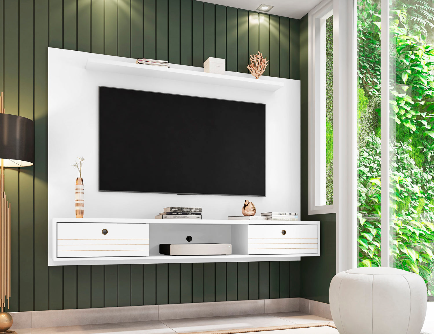 Meuble audio video mural flottant Liberty de Manhattan Comfort de 7. Brick