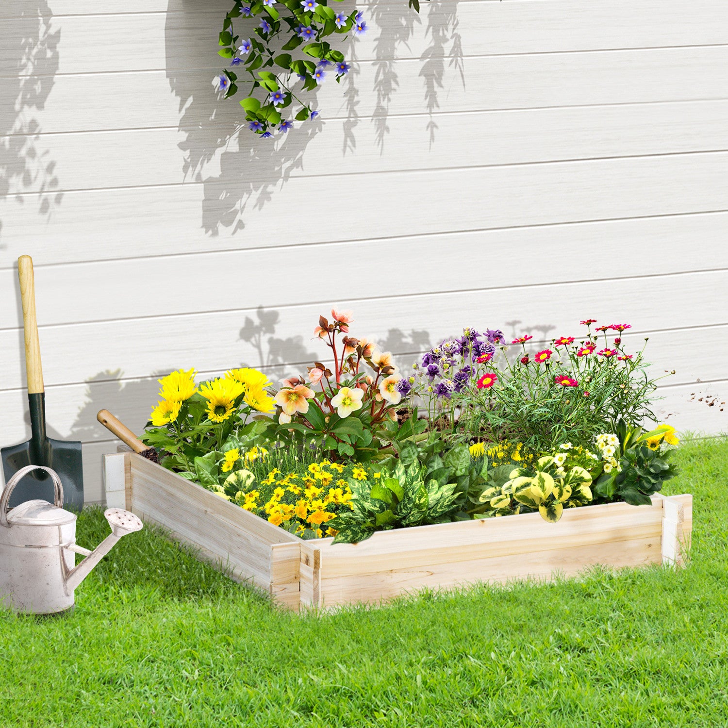 Outsunny 39'' X 39'' Jardin Sureleve Sans Vis, Jardiniere En Bois ...