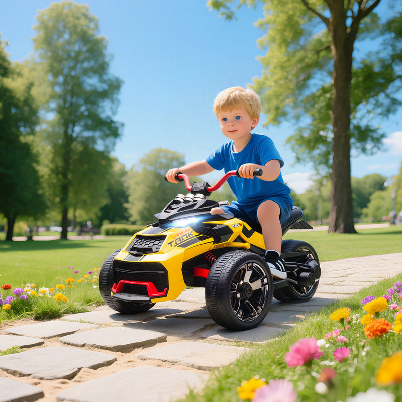 Qaba Vtt Electrique Pour Enfants, Alimente Par Batterie 12 V, Jaune - Brick