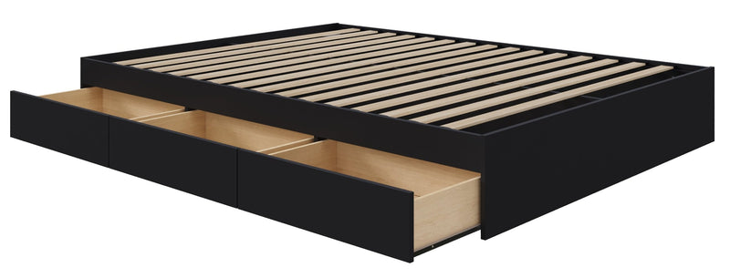 Lit plateforme double Nordika avec rangement - noir - Brick