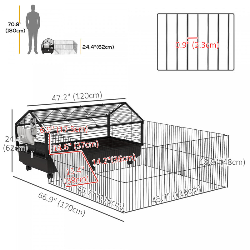 Pawhut Cage En Metal Pour Petits Animaux, Cage A Lapin Pour Cochon ...