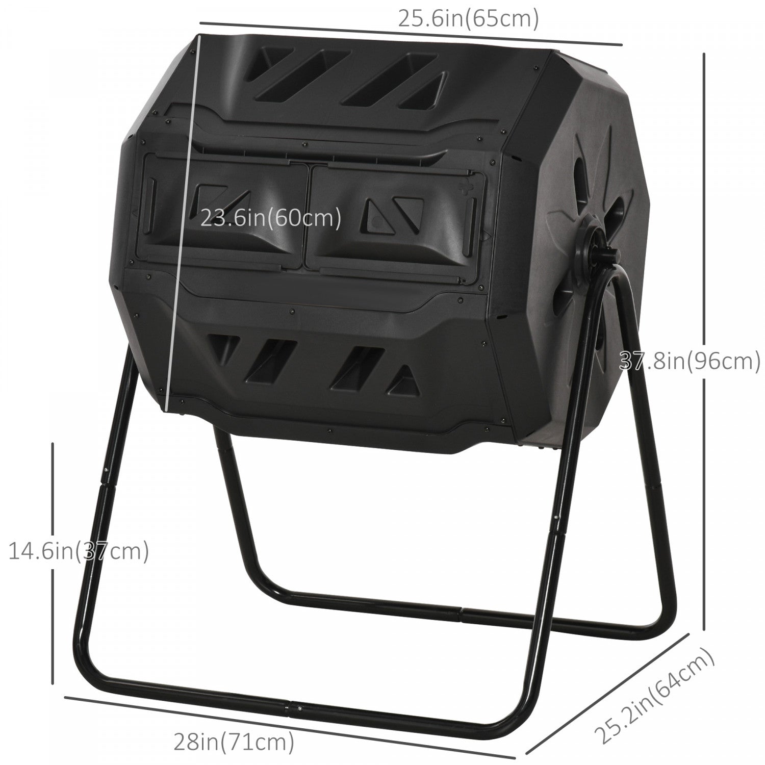 Outsunny 43 Gallon (160l) Tumbling Compost Bin Outdoor Dual Chamber ...