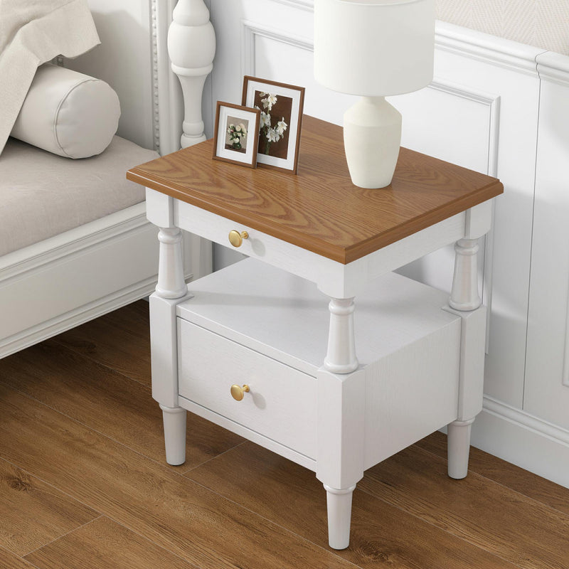 Emma Table de Nuit en Bois a 2 Tiroirs pour Chambre a Coucher avec ...