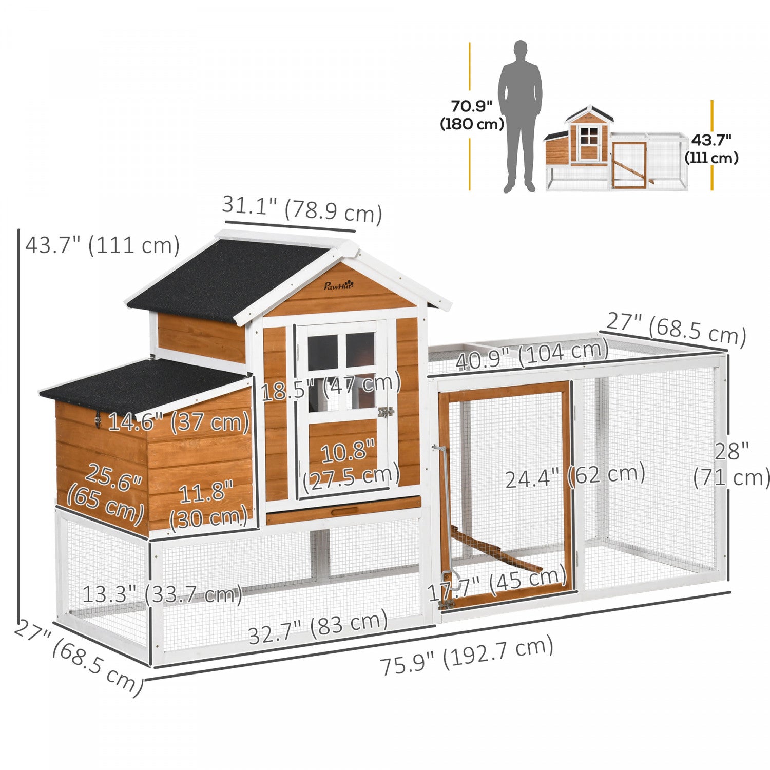 Poulailler Impermeable pour 2 a 4 Poules, Orange - Brick