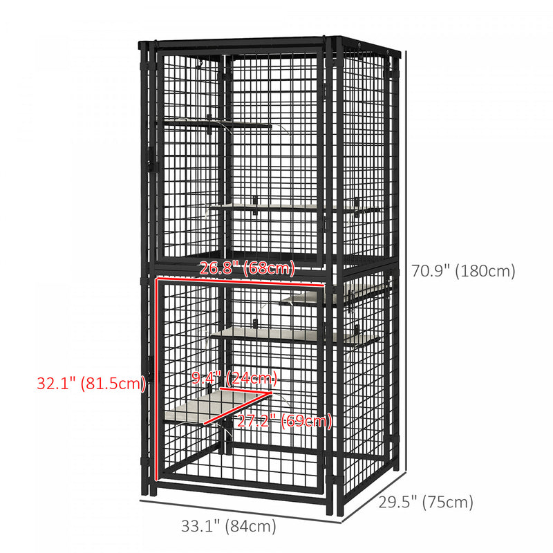 Pawhut 33 "l Cag Cage Multi-level Catio Steel Exterieur Chat Encein ...