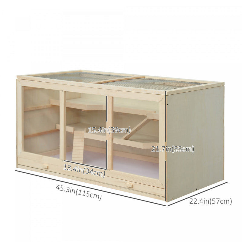 Pawhut D2-0041 Cage De Hamster En Bois De Sapin Souris Rats Souris ...