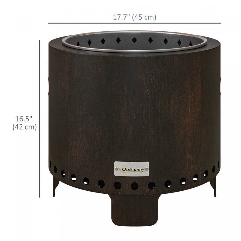 Outsunny Foyer Sans Fumee, Foyer A Bois Portable Avec Tisonnier, Noir ...