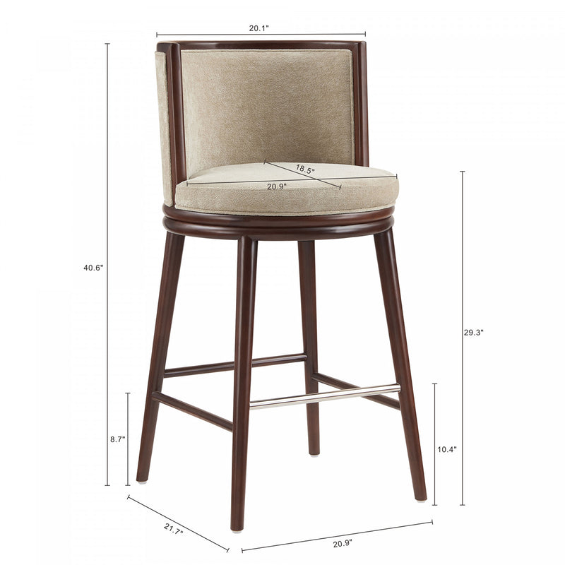 Tabouret de bar moderne en bois avec assise rembourree Evalyn, fini ...