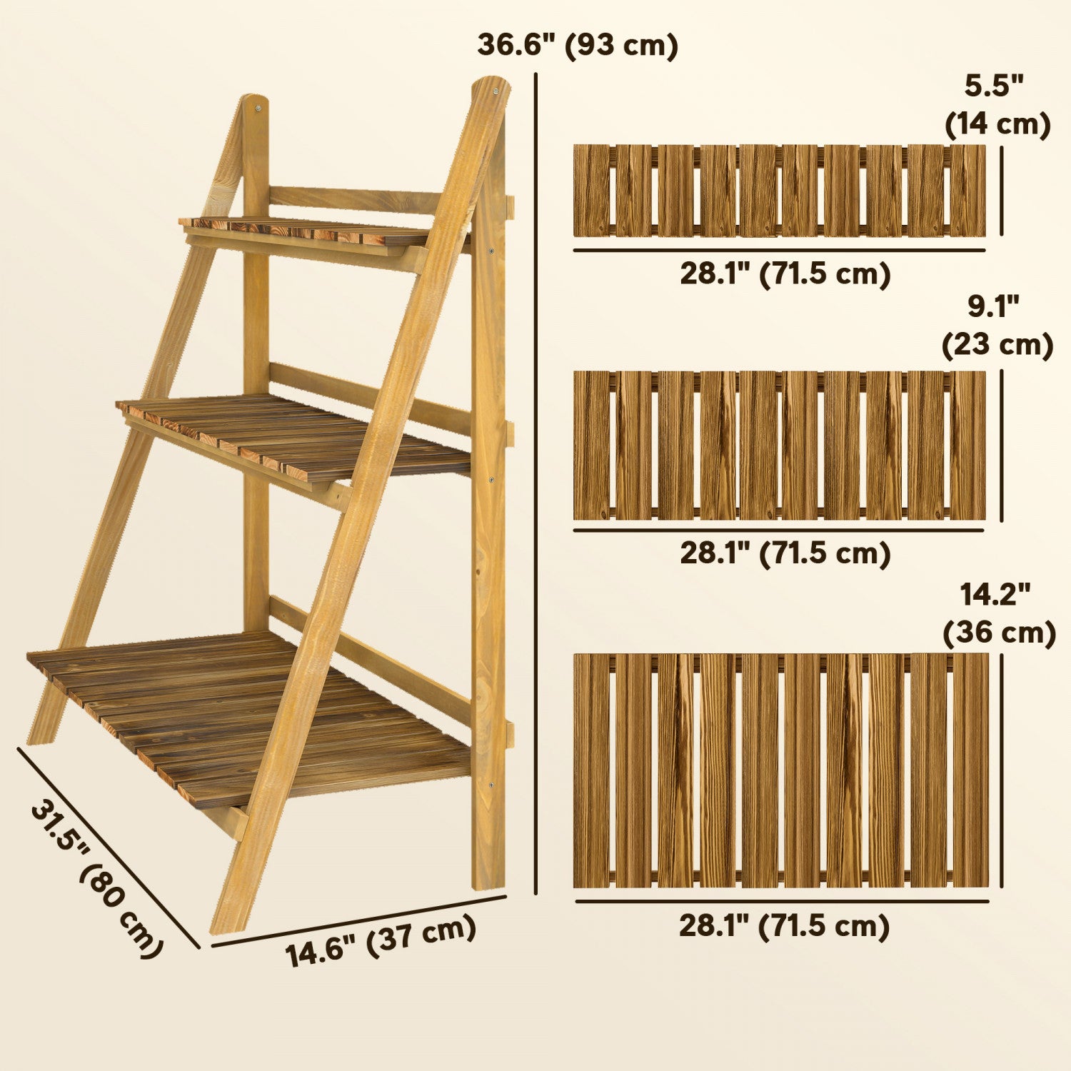 Outsunny Etagere a fleurs bois naturel - Brick