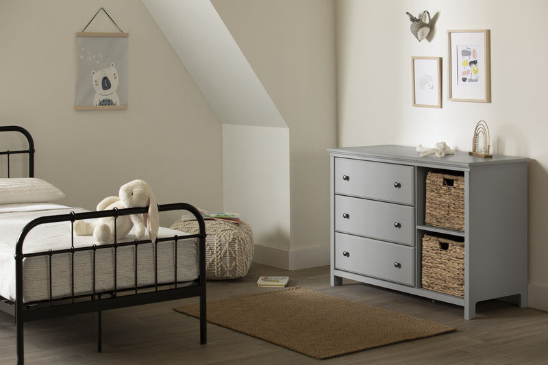 Cotton Candy Commode 3 Tiroirs Avec Paniers De Rangement - Gris Clair ...