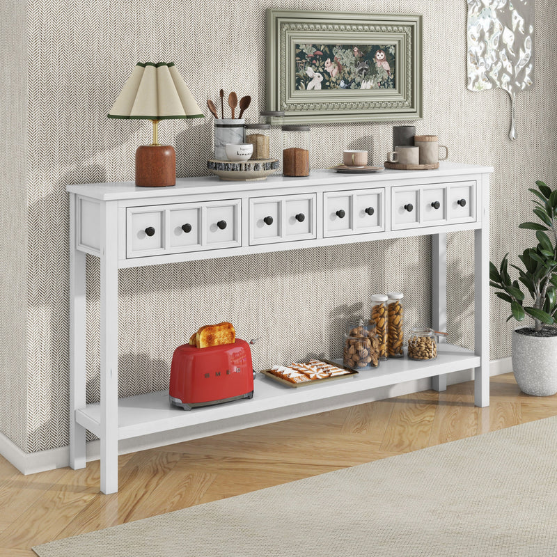 Table Console Michael En Bois Massif Pour Entree Avec Tiroirs De Ra ...