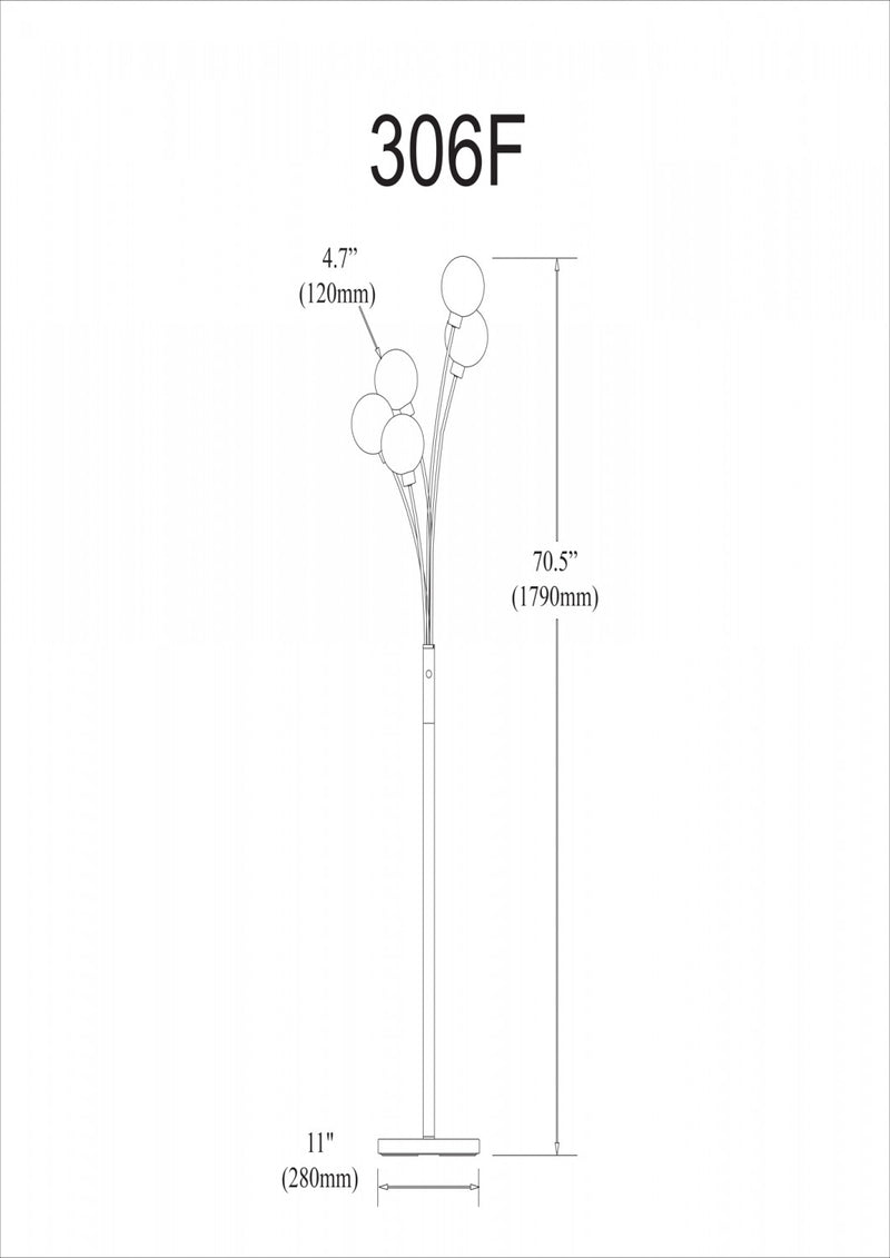 Lampe à pied Budding Branch de Dainolite en verre blanc, avec fini ...