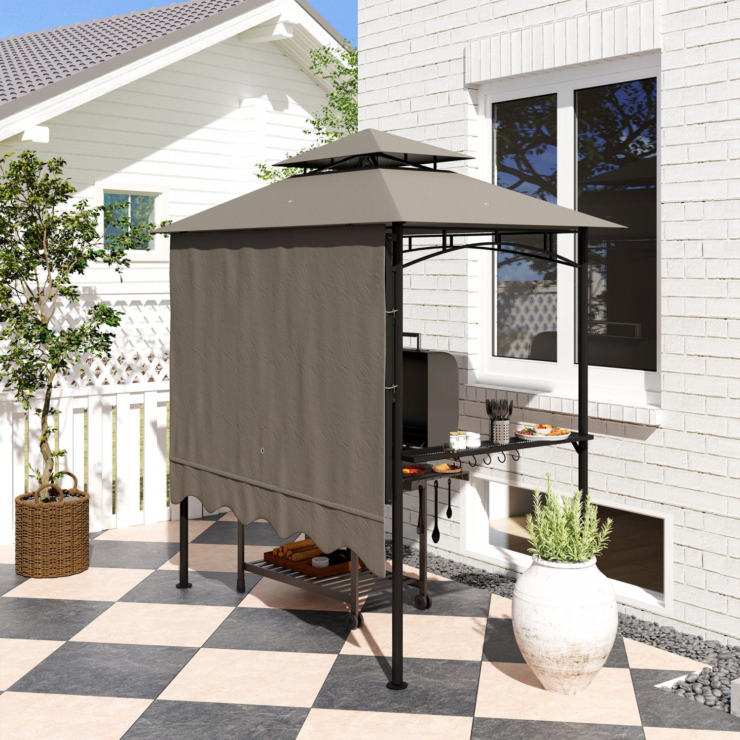 Outsunny Tonnelle De Barbecue 8' X 5', Tonnelle De Barbecue, Gris C ...