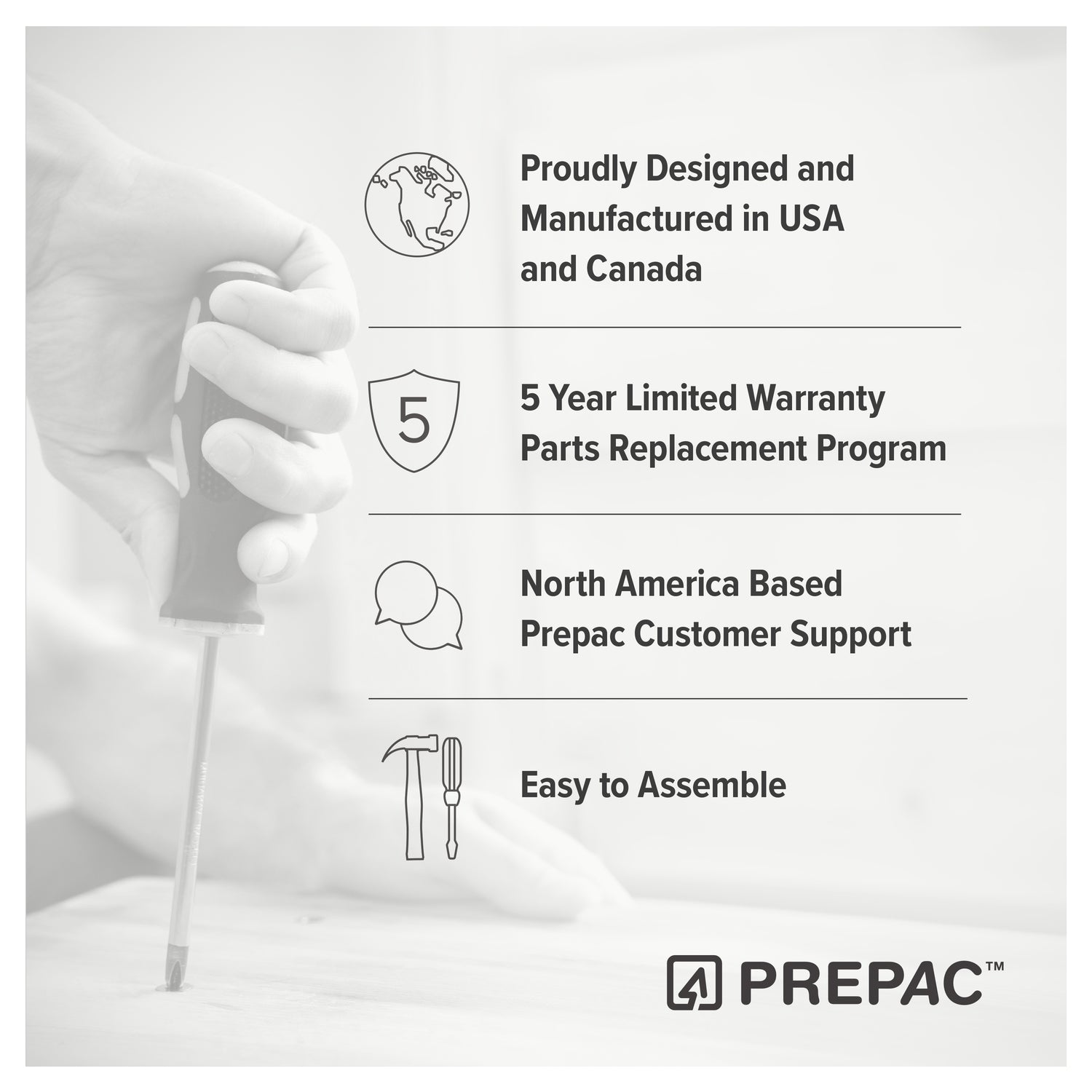 Commode verticale Monterey à 5 tiroirs - blanche | Brick