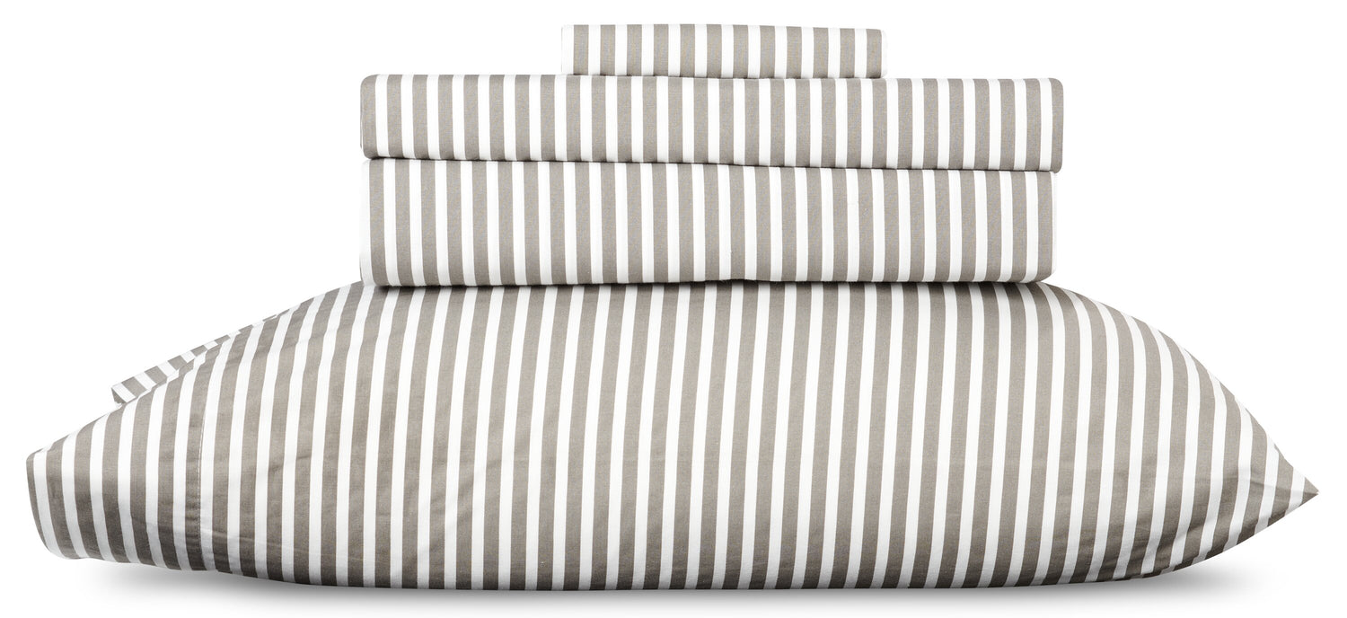 Ensemble de draps Striped de 4 pièces en coton pour très grand lit ...