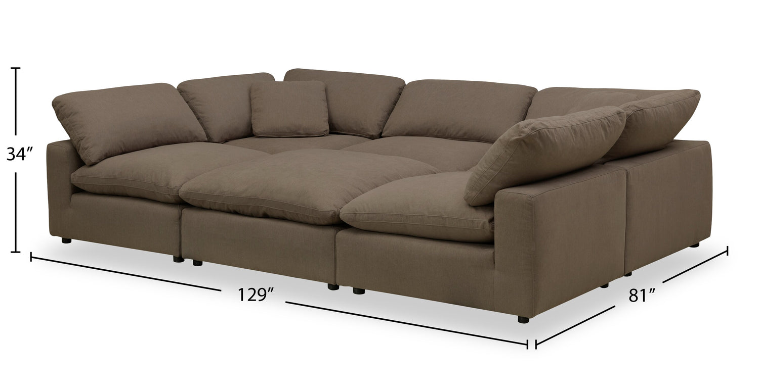 Sofa sectionnel modulaire de style cocon Eclipse 6 pièces en tissu ...