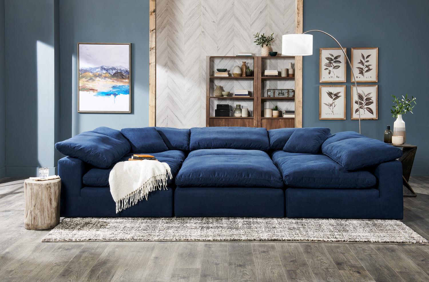 Sofa sectionnel modulaire Eclipse 6 pièces en tissu d'apparence lin ...