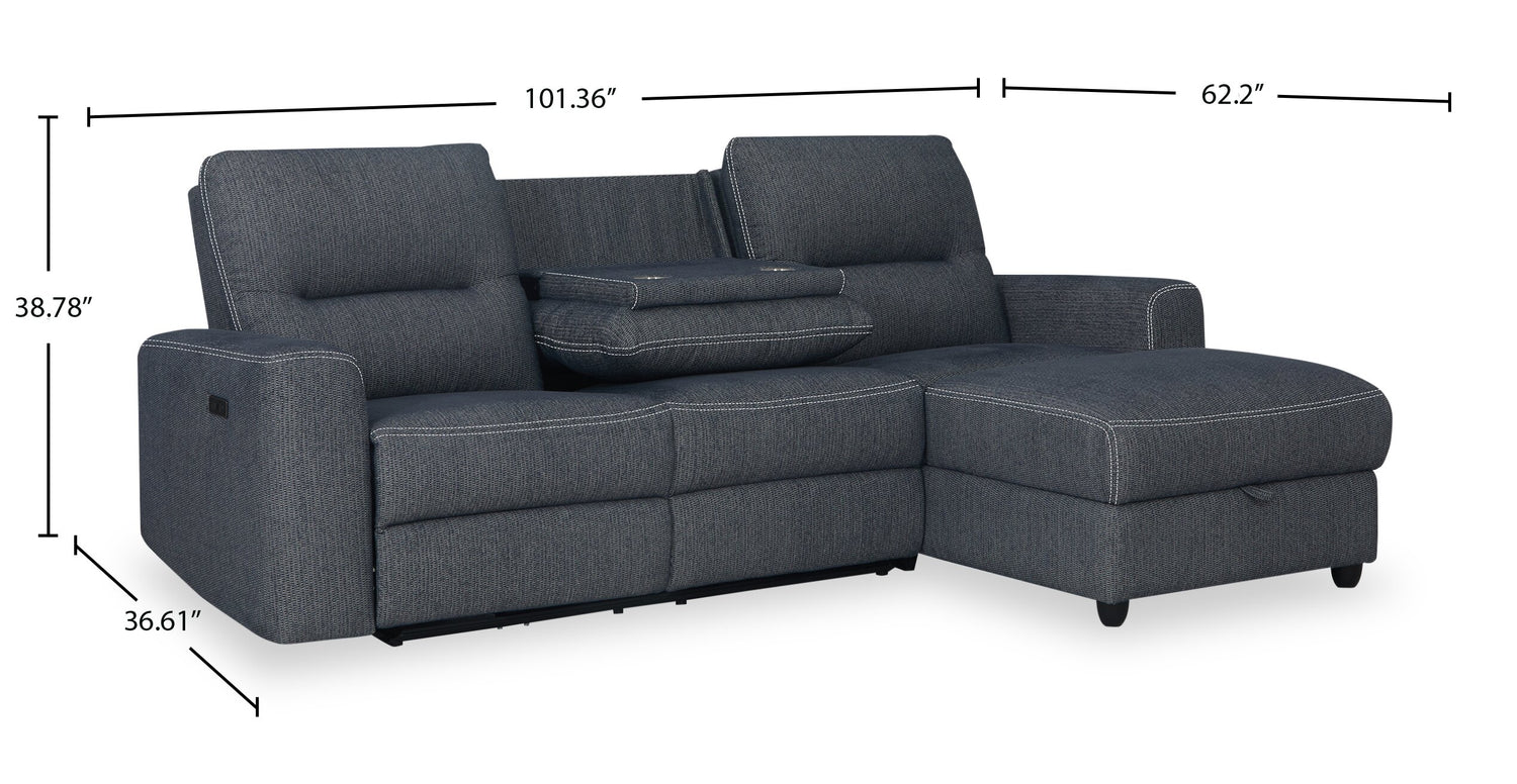 Sofa sectionnel de droite à inclinaison électrique Meadow 2 pièces ...