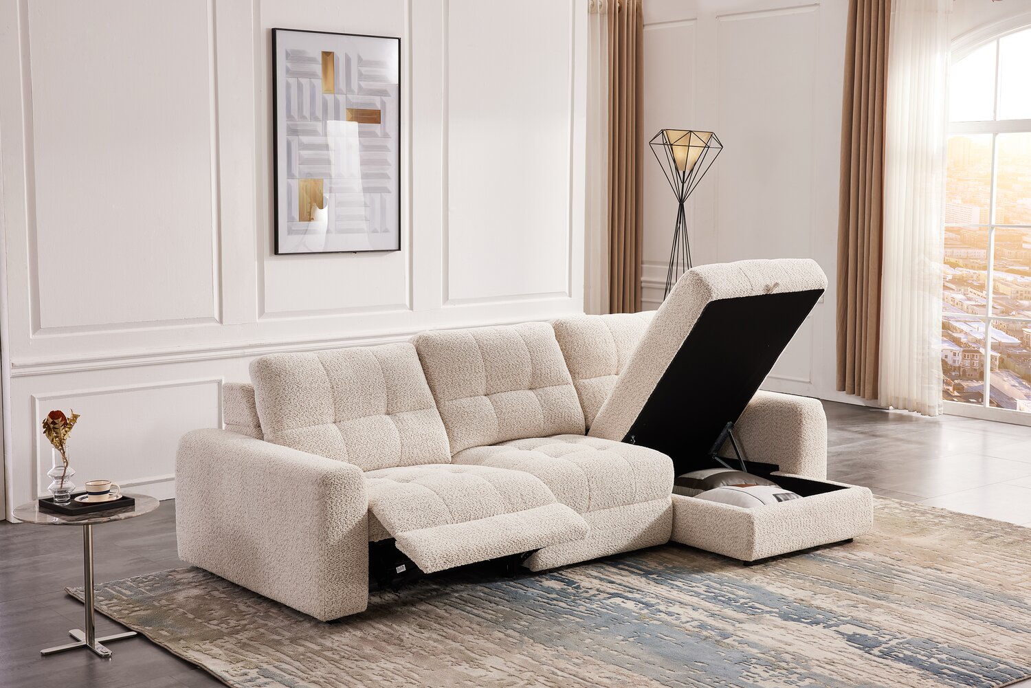 Sofa sectionnel modulaire à coulissement et inclinaison électriques ...