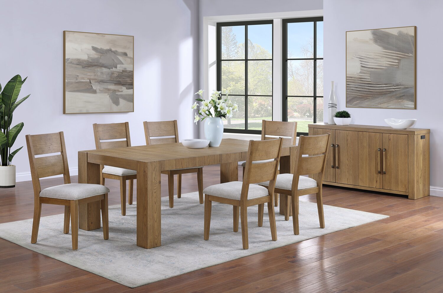 Ensemble de salle à manger Lotus 7 pièces en bois avec table de 82 ...