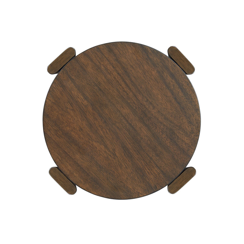 Table de bout ronde moderne Conor de 20 po avec tablette - bois bru ...