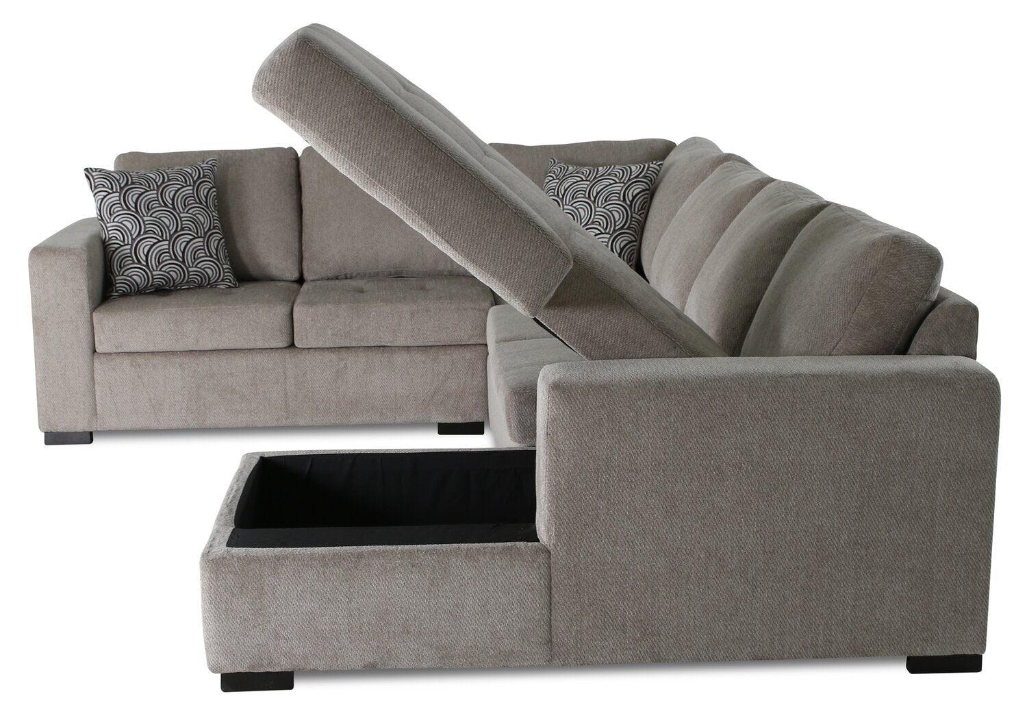 Sofa-lit sectionnel de droite Legend 4 pièces en chenille - platine | Brick