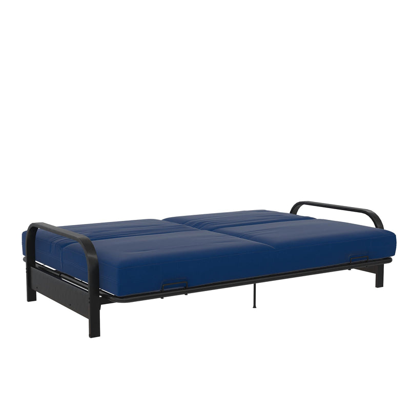 Futon Elbern de DHP avec housse en lin bleu - Brick