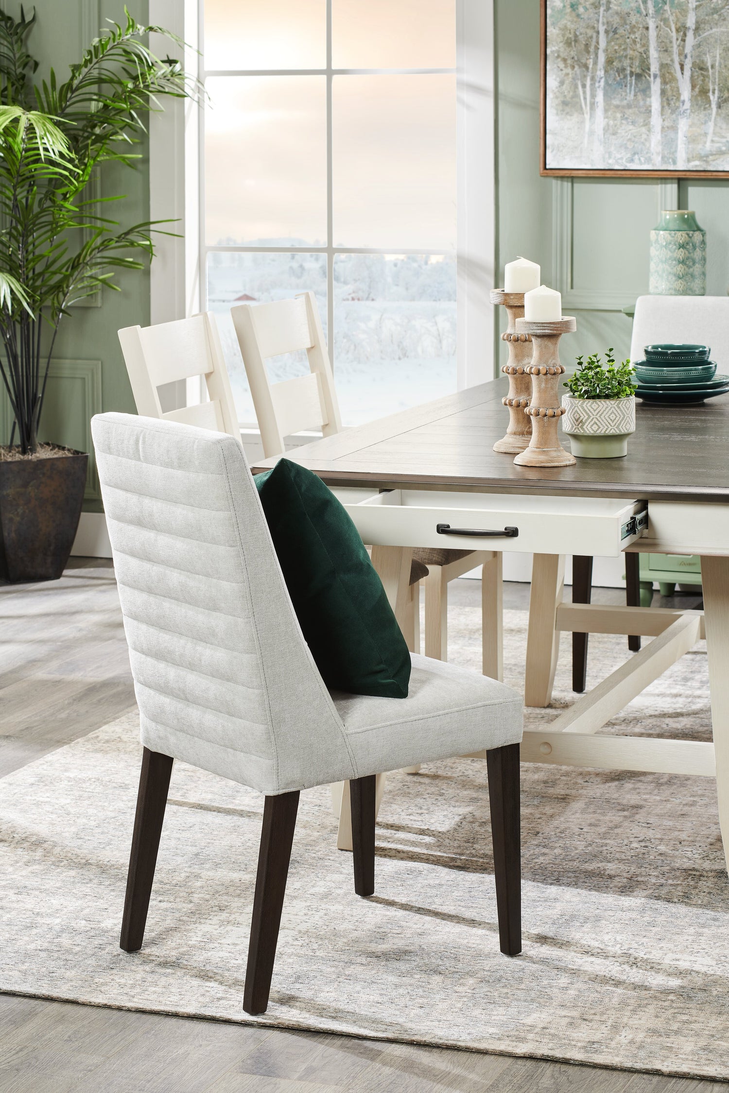 Chaise de salle à manger Cora en tissu de polyester - taupe - Brick