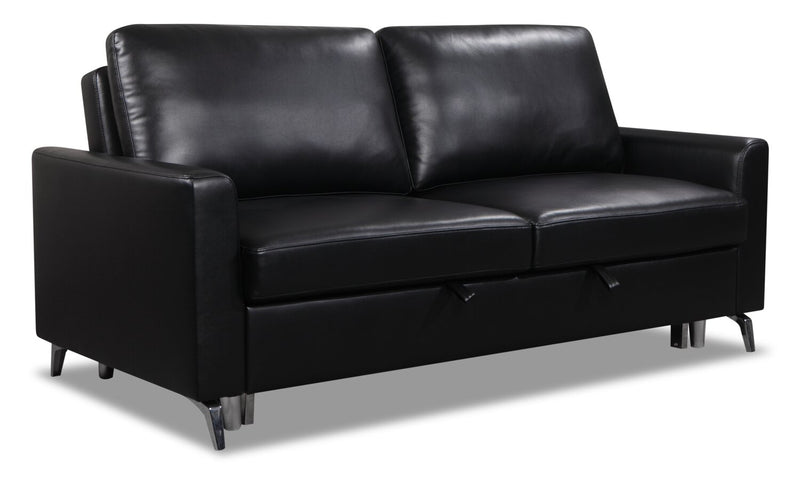 Sofa-lit Wilson de 77,5 po en tissu d’apparence cuir avec coussins ...