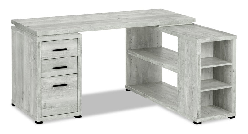 Bureau en coin en forme de L Rickey de 60 po à 3 tiroirs et tablett ...