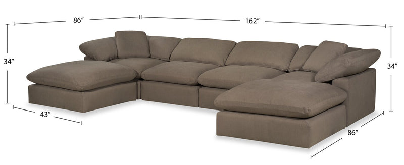 Sofa sectionnel modulaire Eclipse 6 pièces en tissu d'apparence lin ...