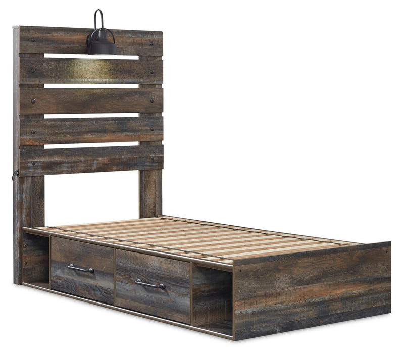 Lit Abby pour enfants avec rangement latéral, éclairage à DEL et po ...