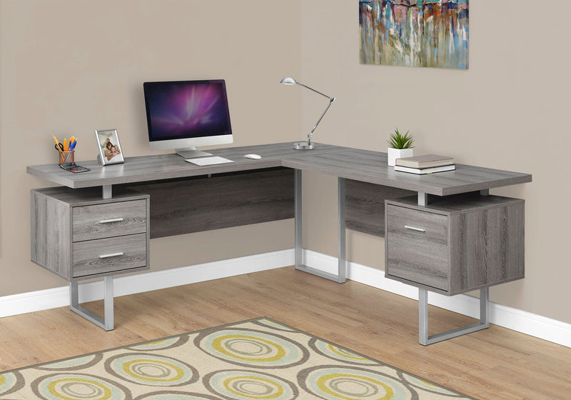 Bureau en coin en forme de L réversible Marnie de 71 po à 3 tiroirs ...